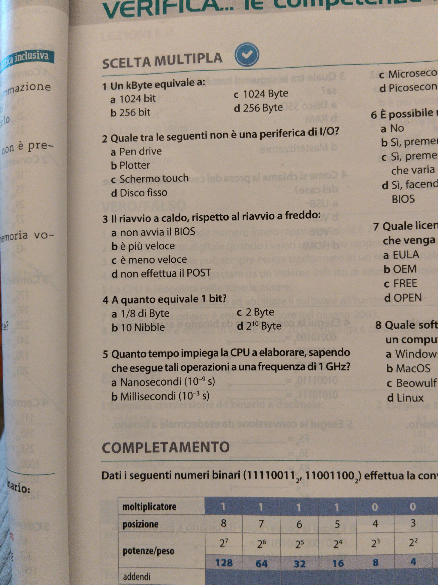 SCELTA MULTIPLA 1 Un kByte equivale a: a | StudyX