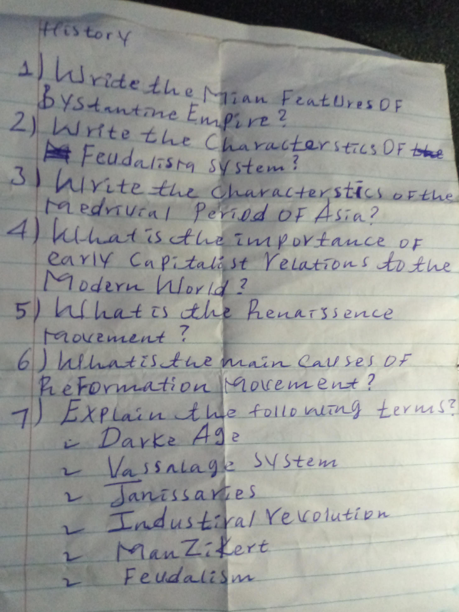 1) Write the Main Features of the Byzantine | StudyX