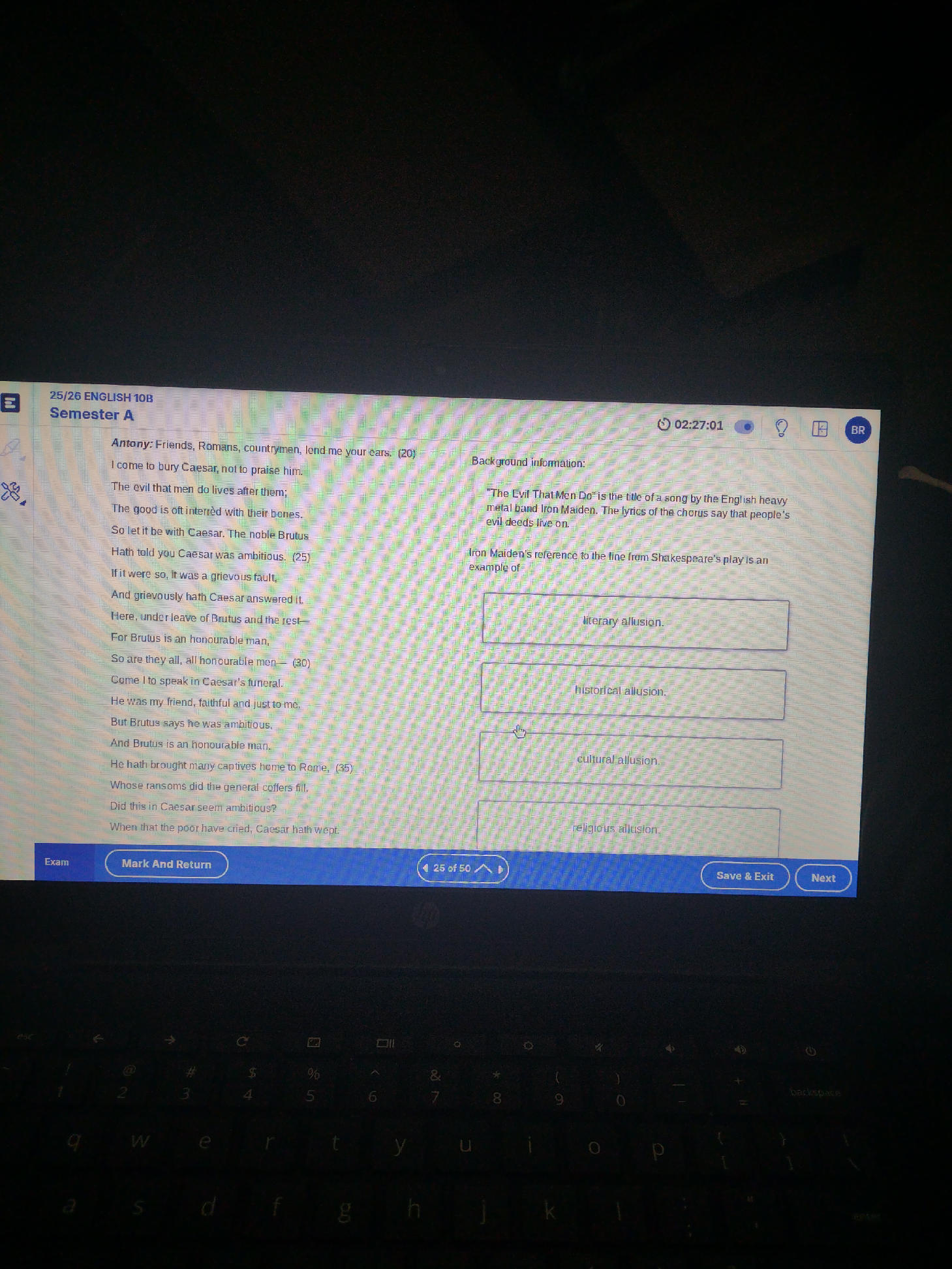 Background information: "The Evil That Men | StudyX