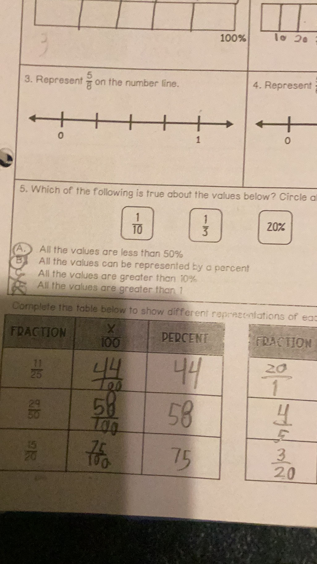 3. Represent $ {5}{8}$ on the number line. | StudyX