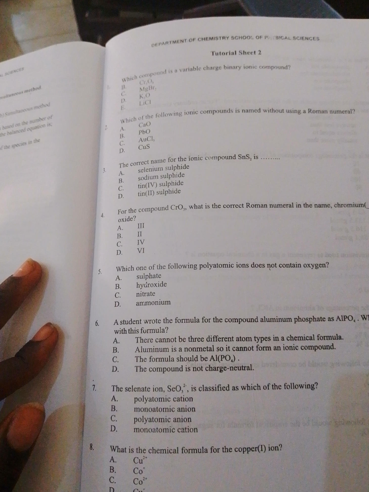 Which compound is a variable charge binary | StudyX