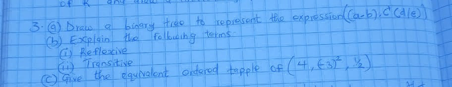 a) Draw a binary tree to represent the | StudyX