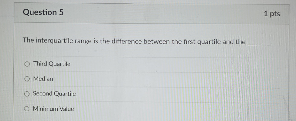 The interquartile range is the difference | StudyX
