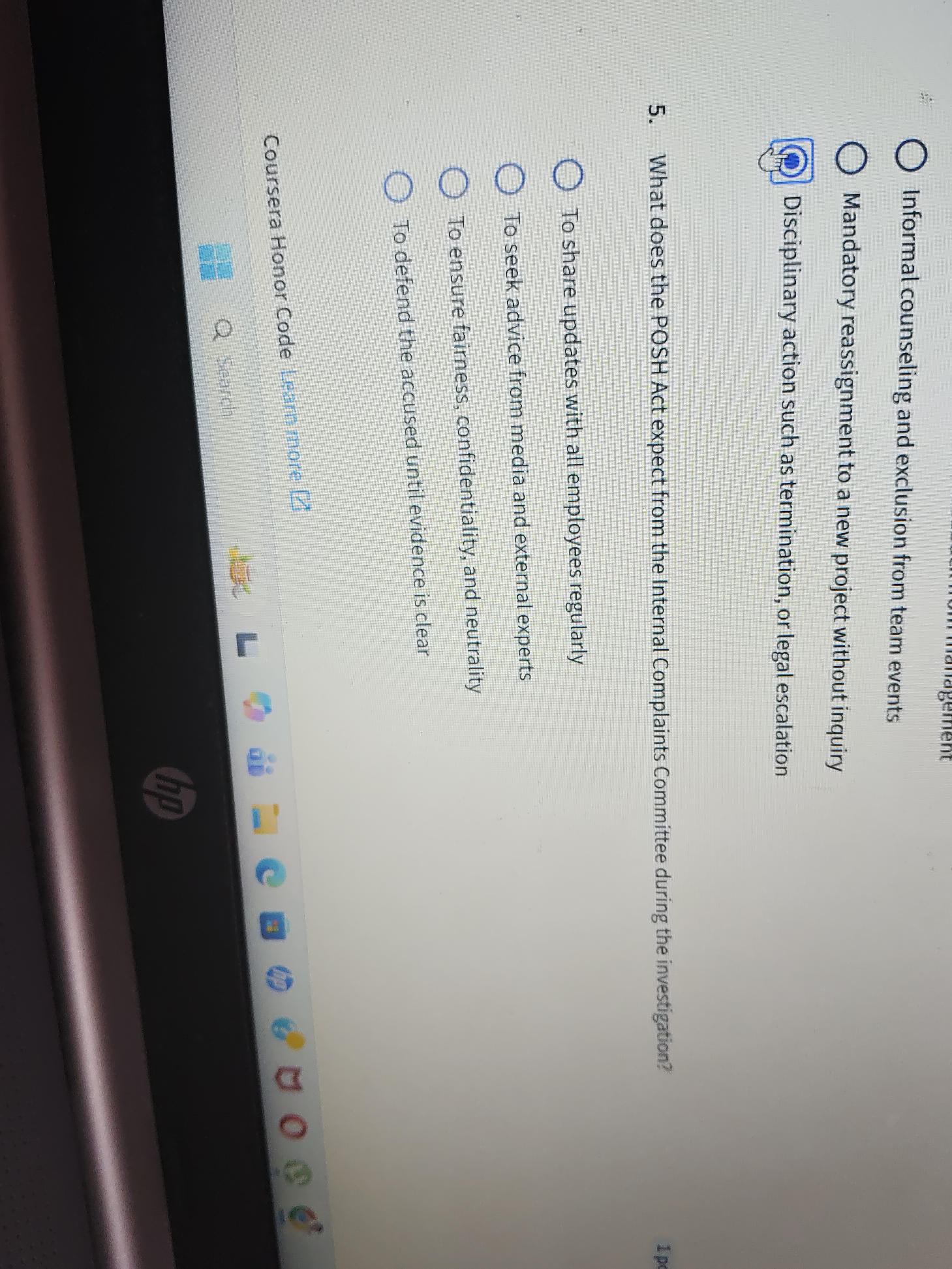 What does the POSH Act expect from the | StudyX