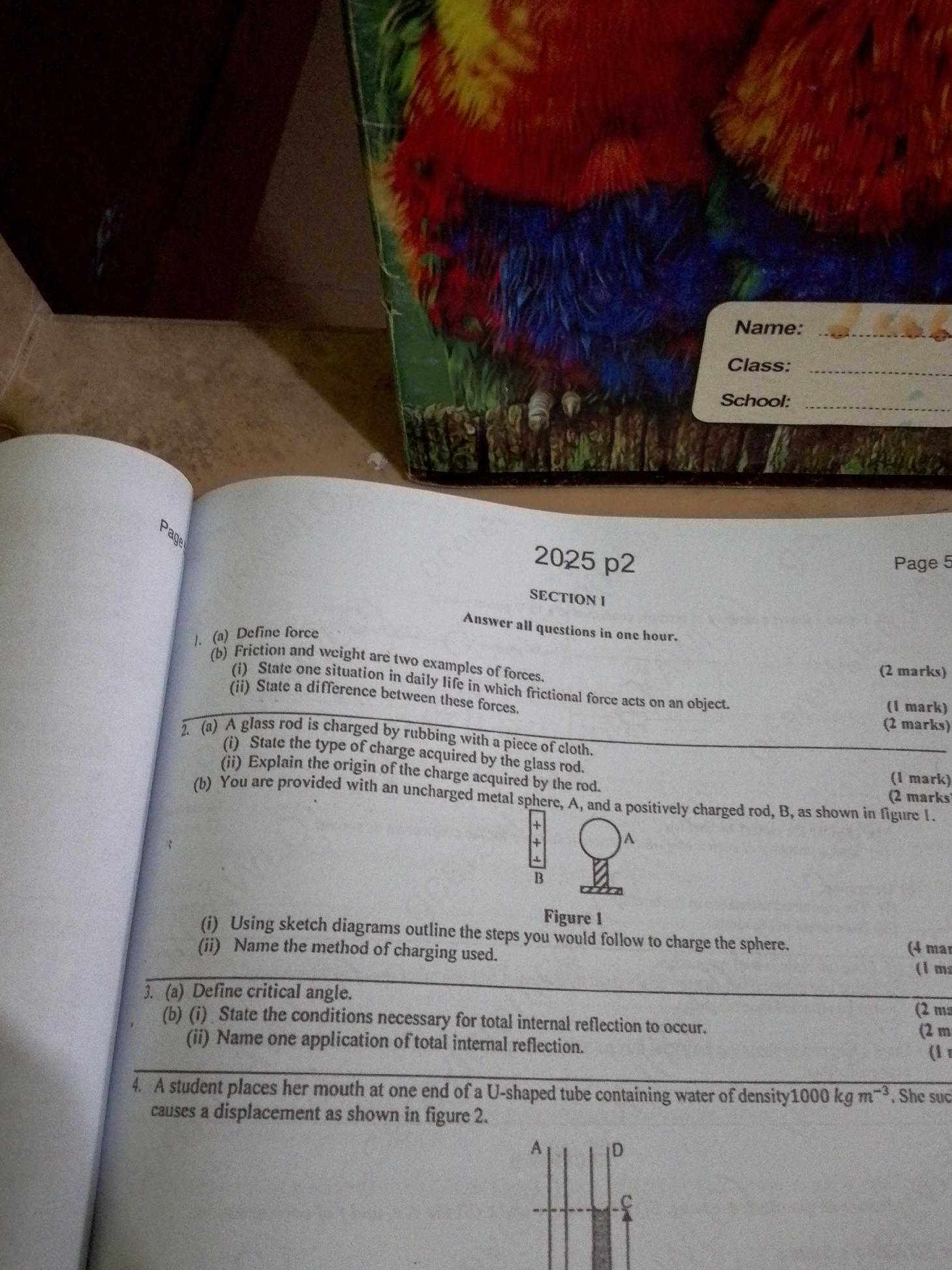 (a) Define force (2 marks) (b) Friction and | StudyX