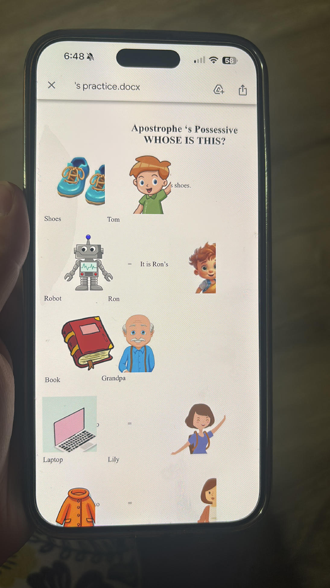 Apostrophe 's Possessive WHOSE IS THIS? | StudyX