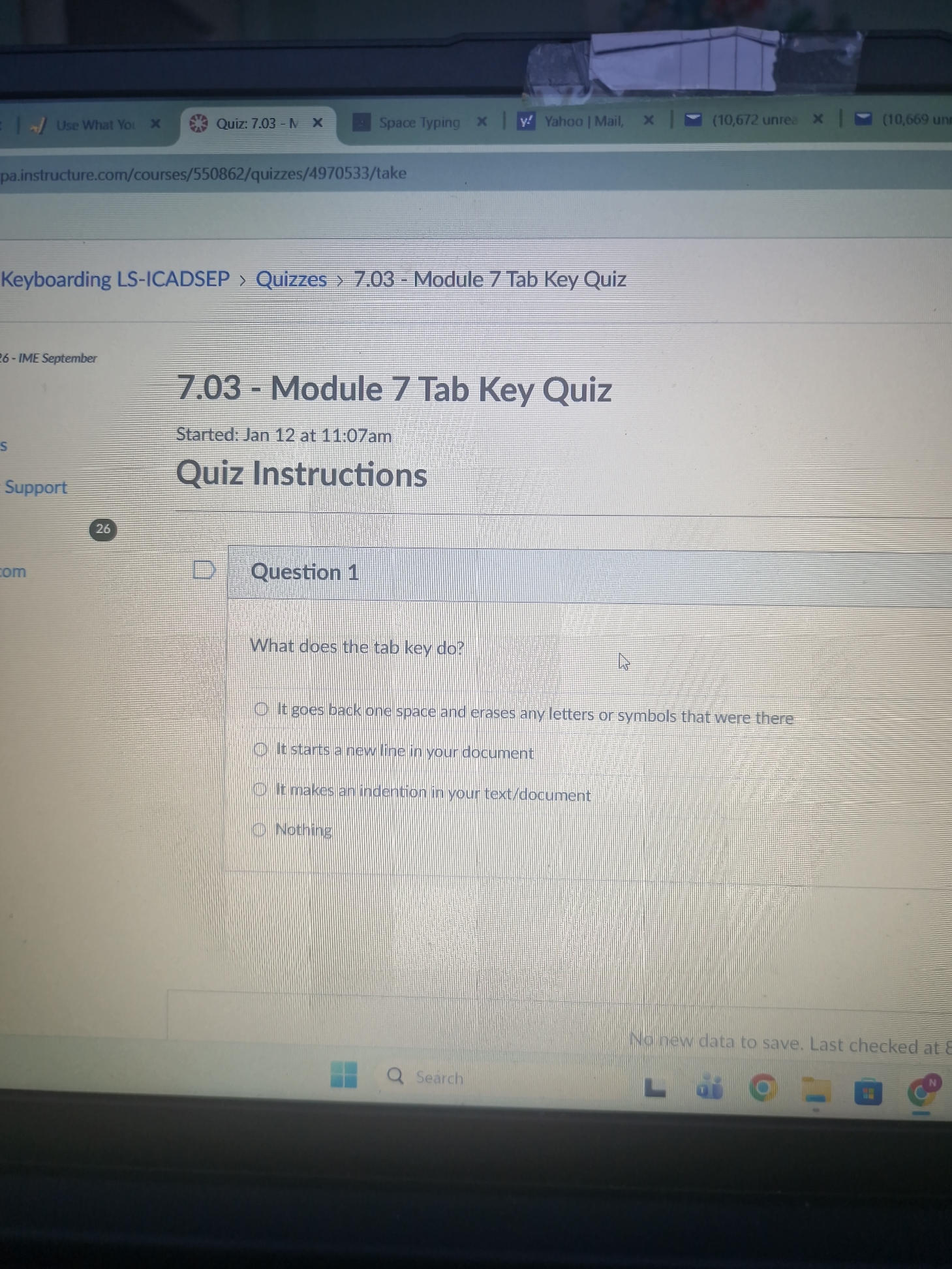 What does the tab key do? It goes back one | StudyX