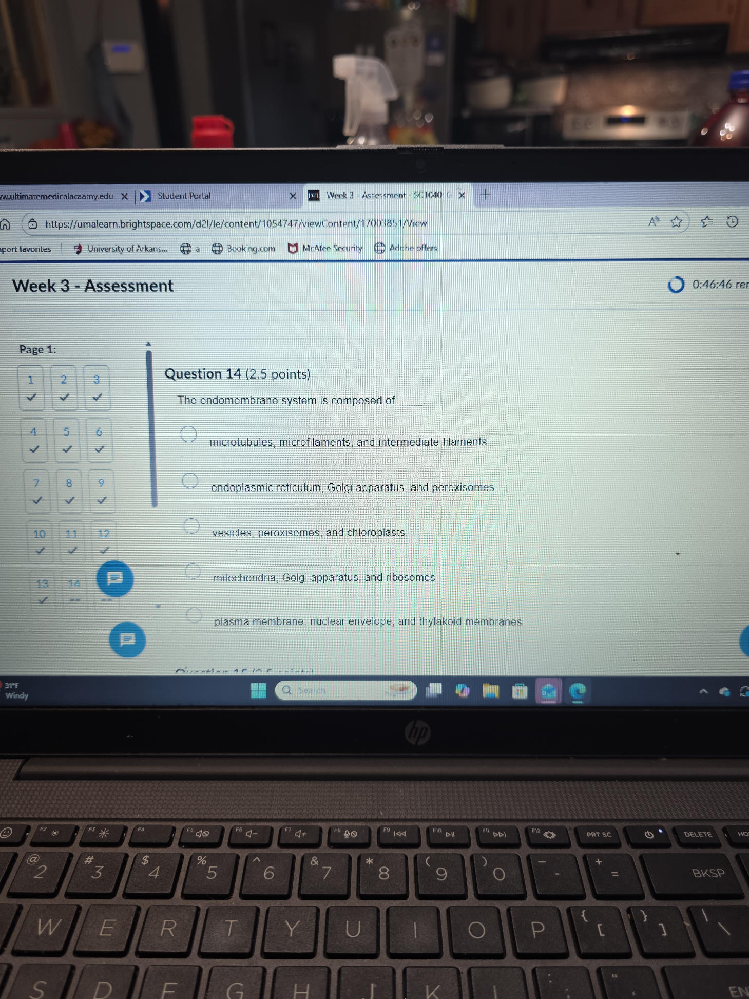 Question 14 (2.5 points) The endomembrane | StudyX