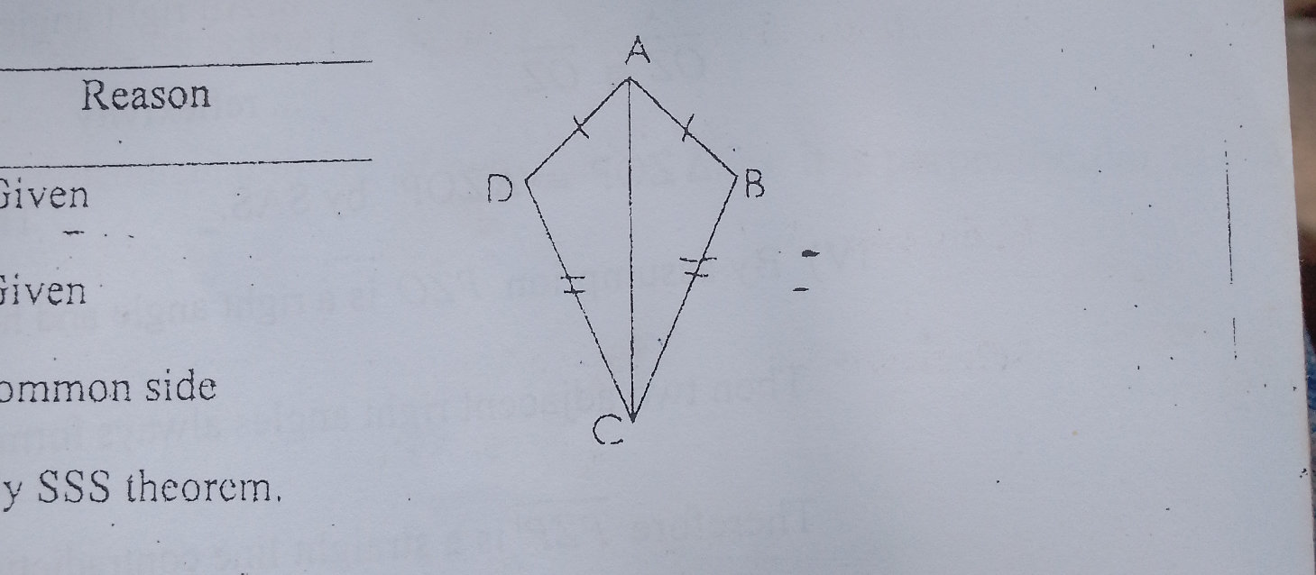 Given Given Common side By SSS theorem. | StudyX