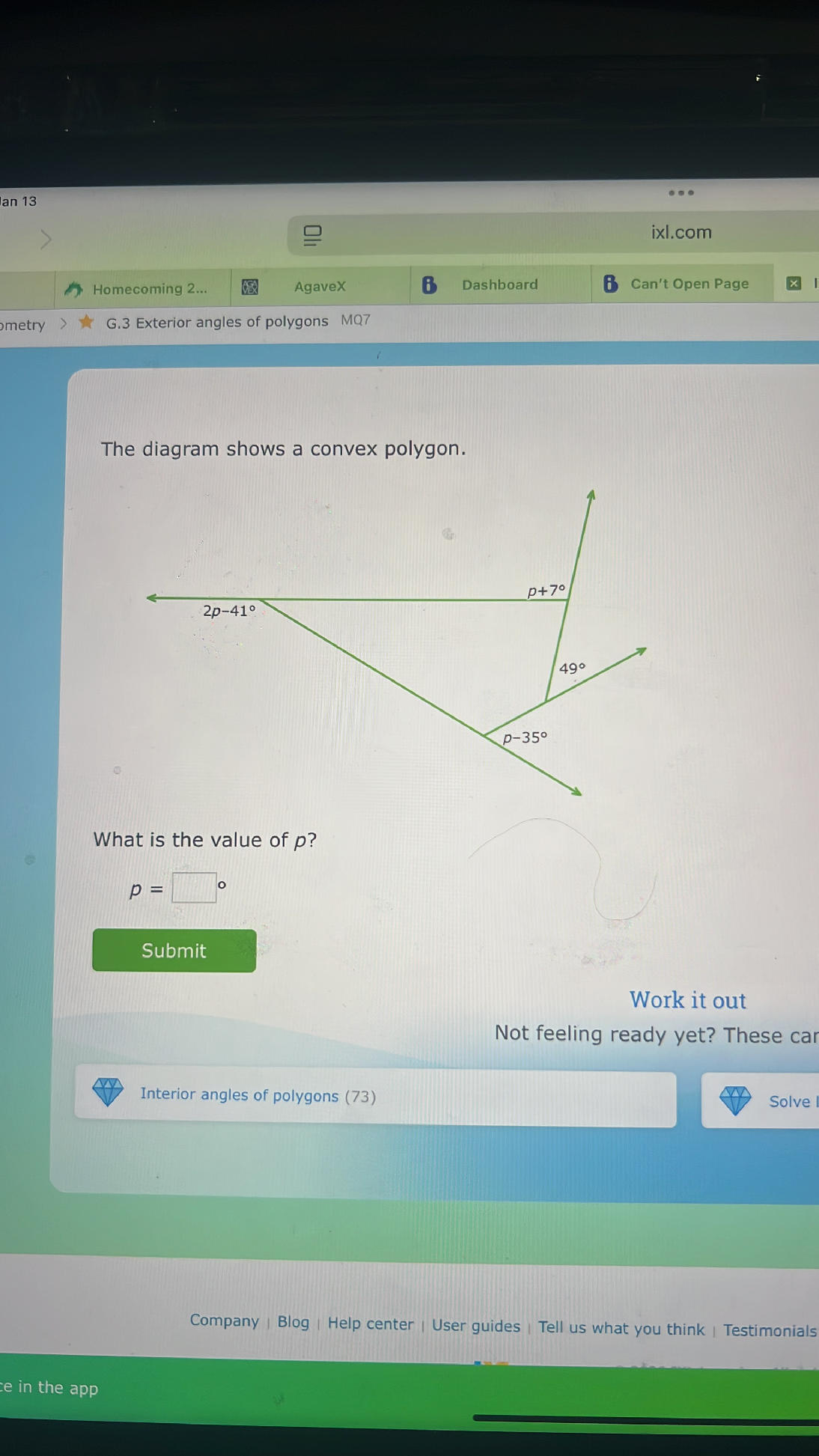The diagram shows a convex polygon. (Diagram