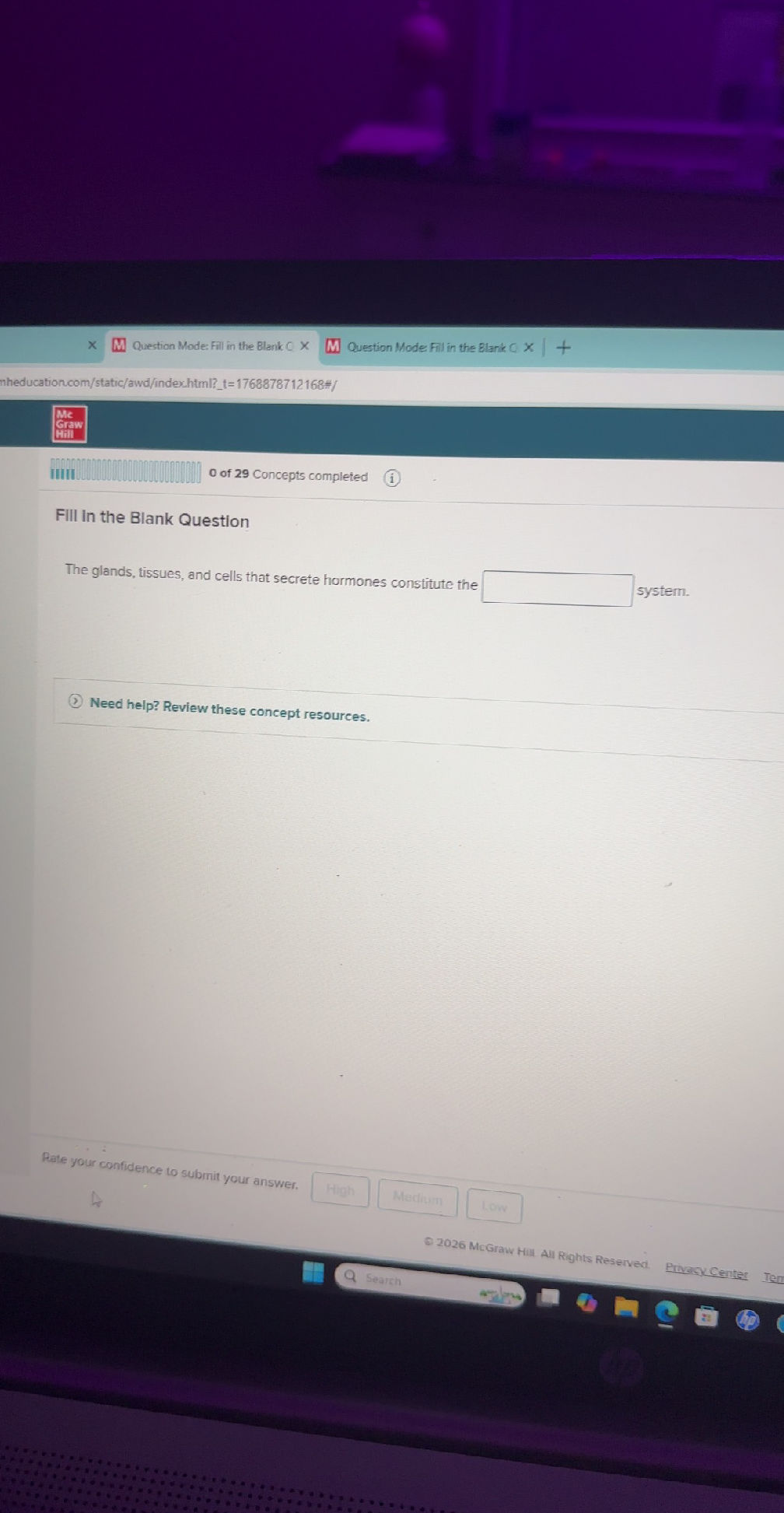 Fill In the Blank Question The glands, | StudyX