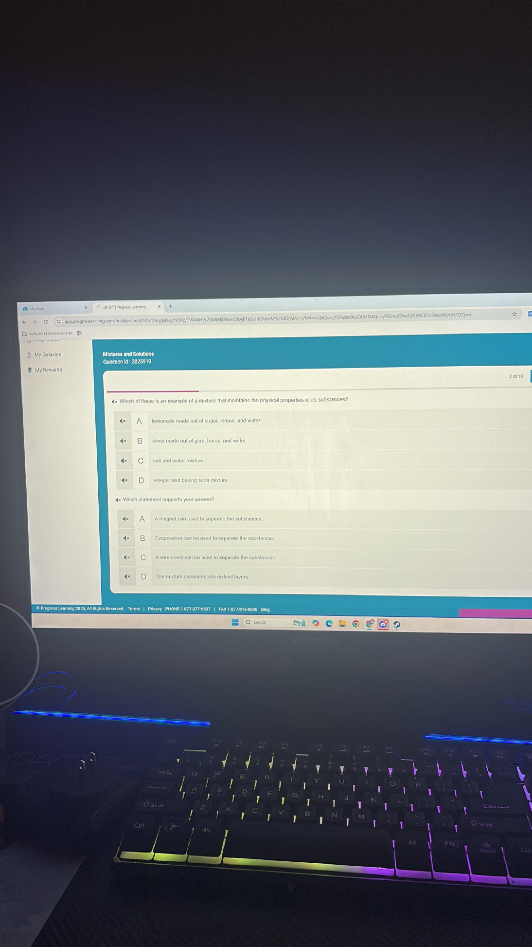 Which of these is an example of a mixture | StudyX