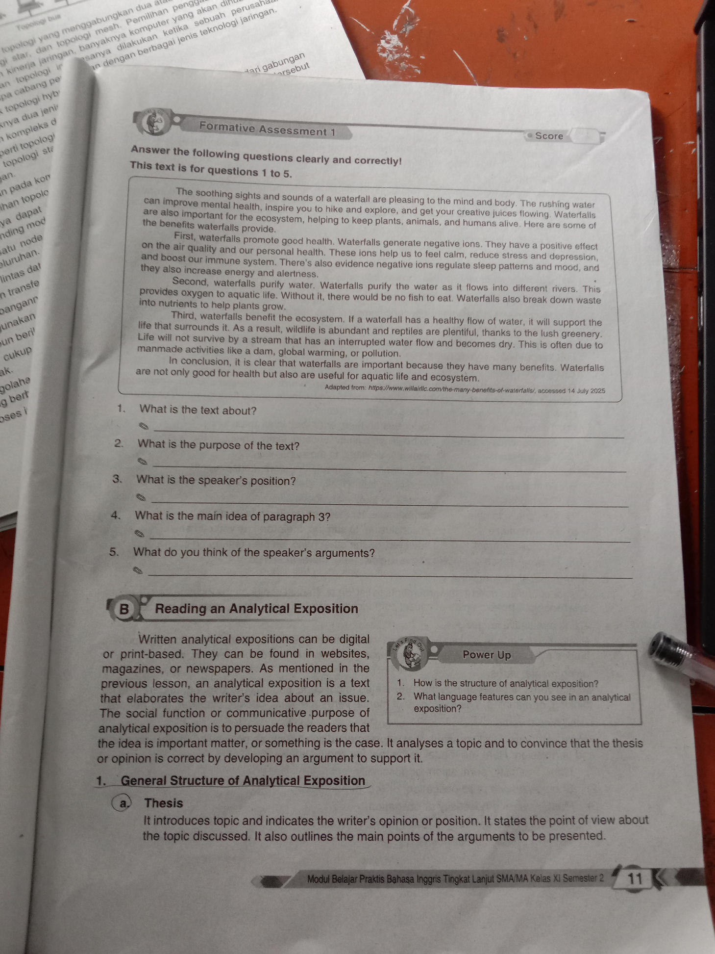 This text is for questions 1 to 5. The | StudyX