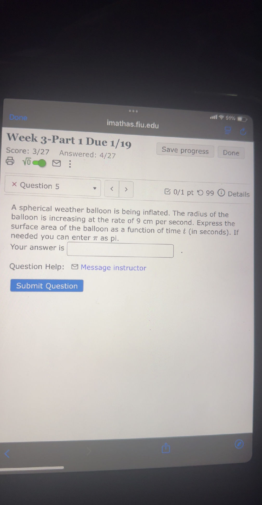 A spherical weather balloon is being | StudyX