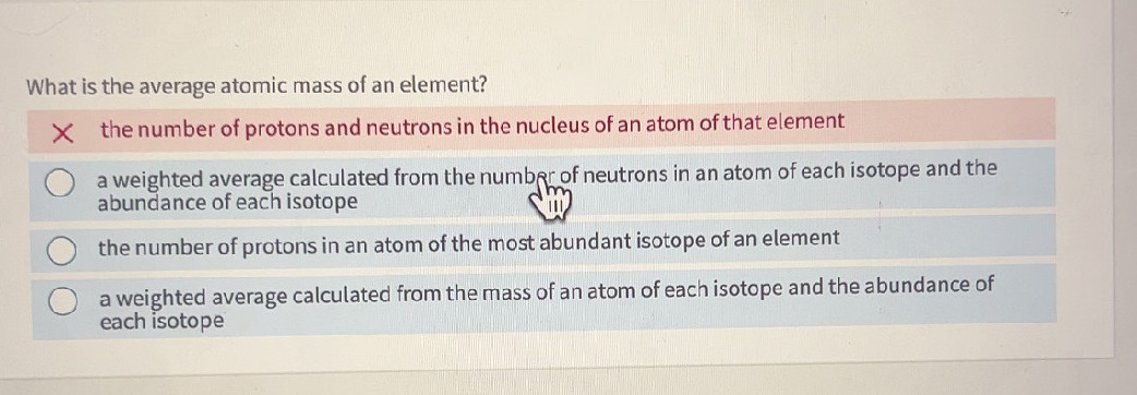 What is the average atomic mass of an | StudyX