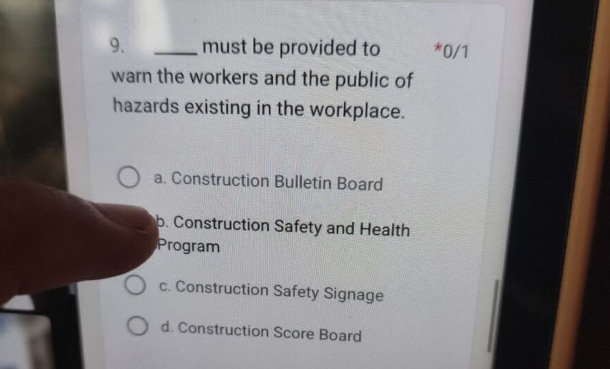 9. ____ must be provided to warn the workers | StudyX