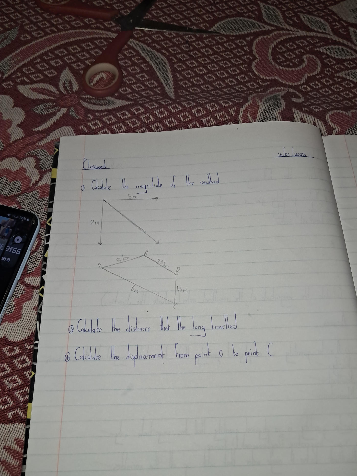 3.1 km A 2.8 km B 6m 1.5m C ``` | StudyX