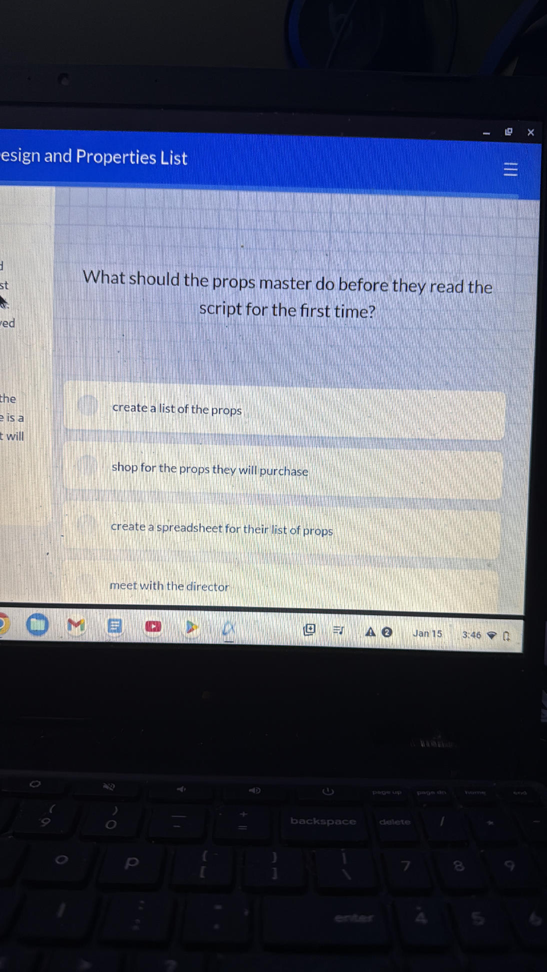 What should the props master do before they | StudyX