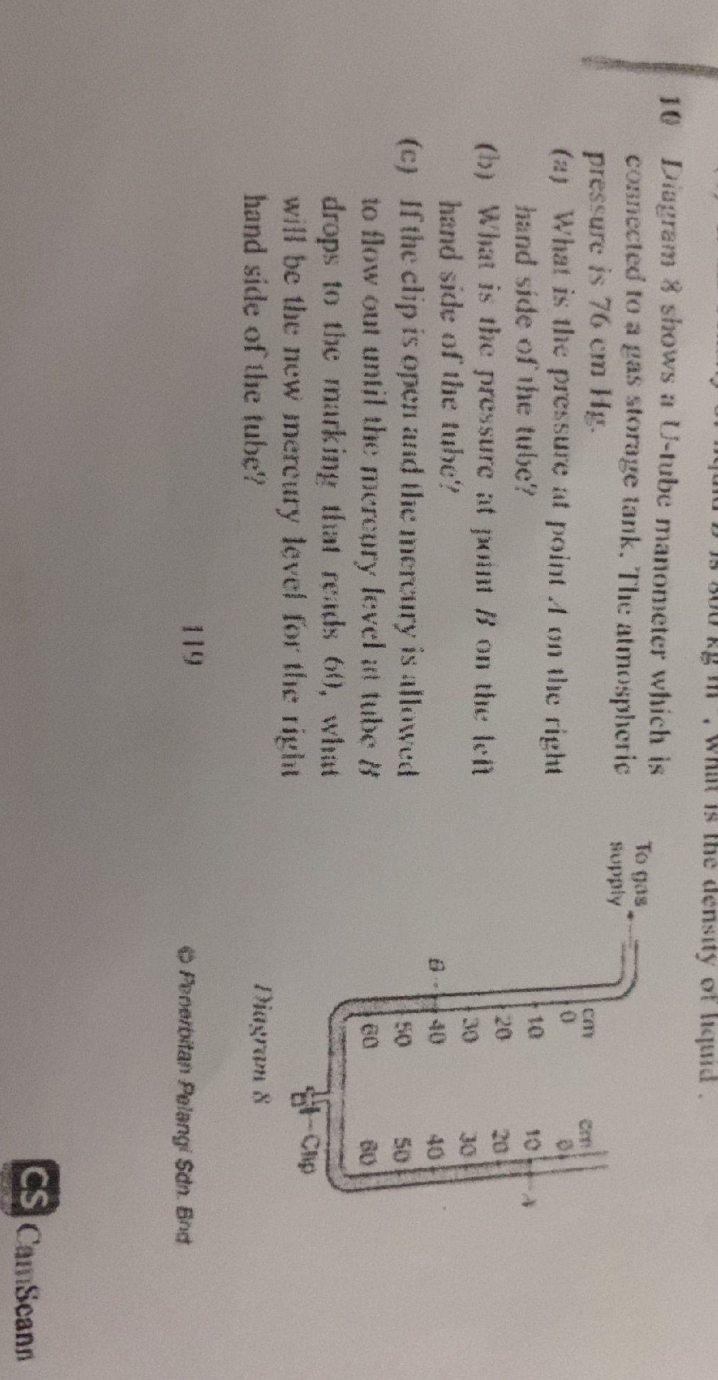 Diagram 8 shows a U-tube manometer which is | StudyX