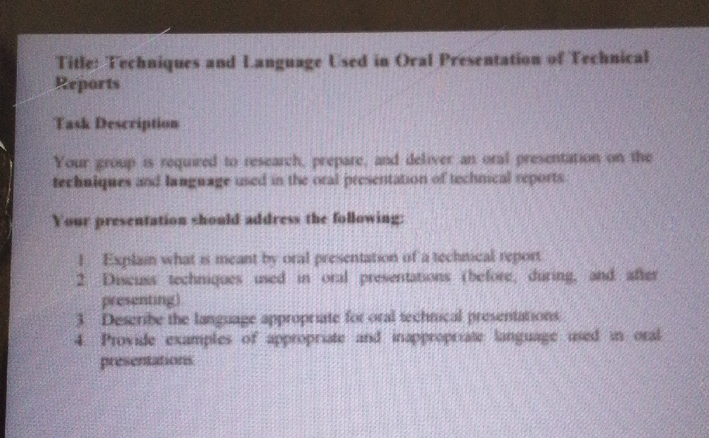 Title: Techniques and Language Used in Oral | StudyX