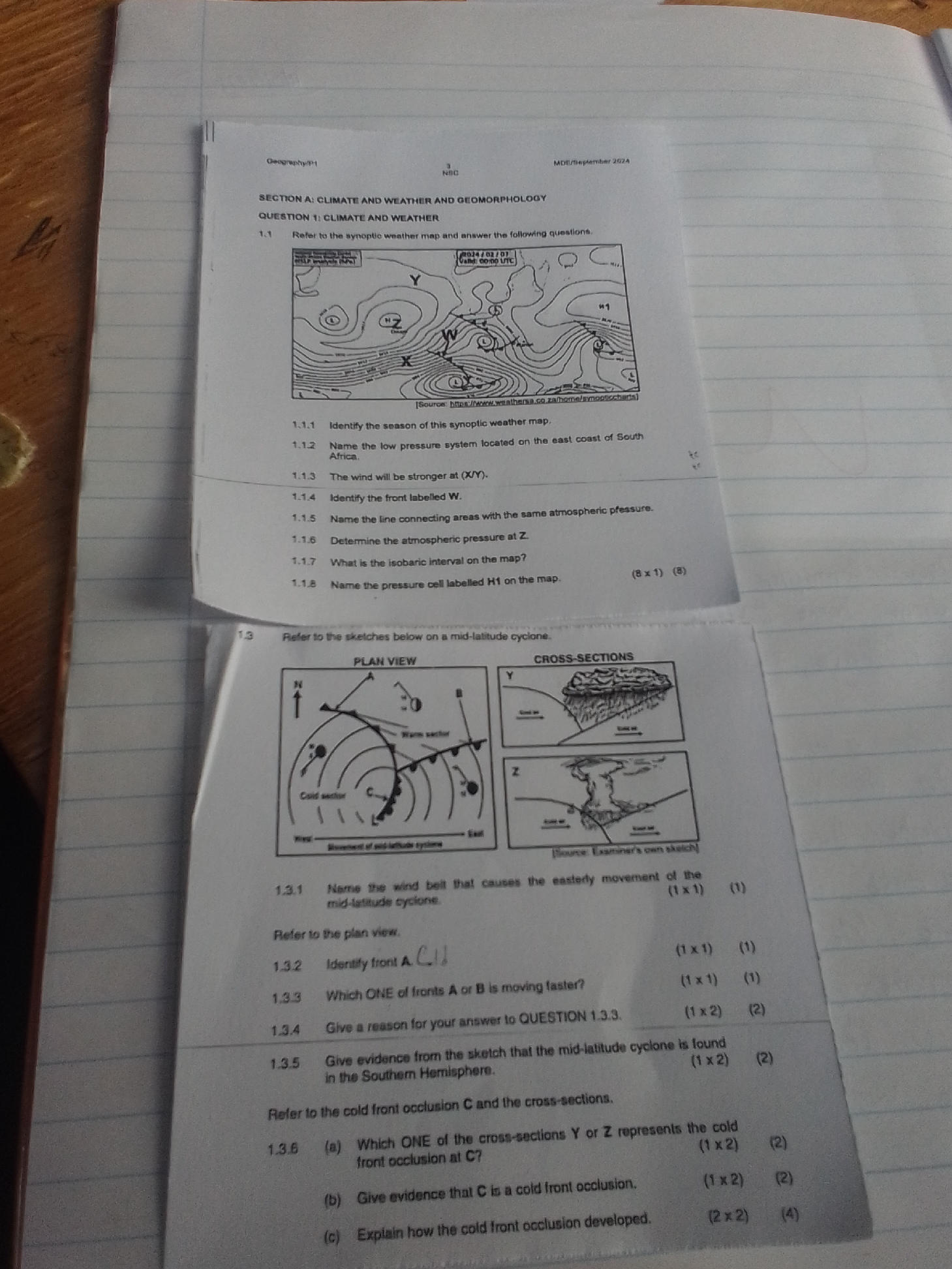 Refer to the synoptic weather map and answer | StudyX