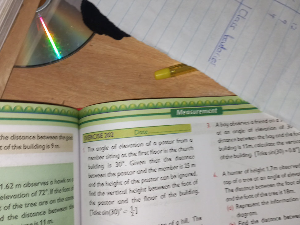 The angle of elevation of a pastor from a | StudyX