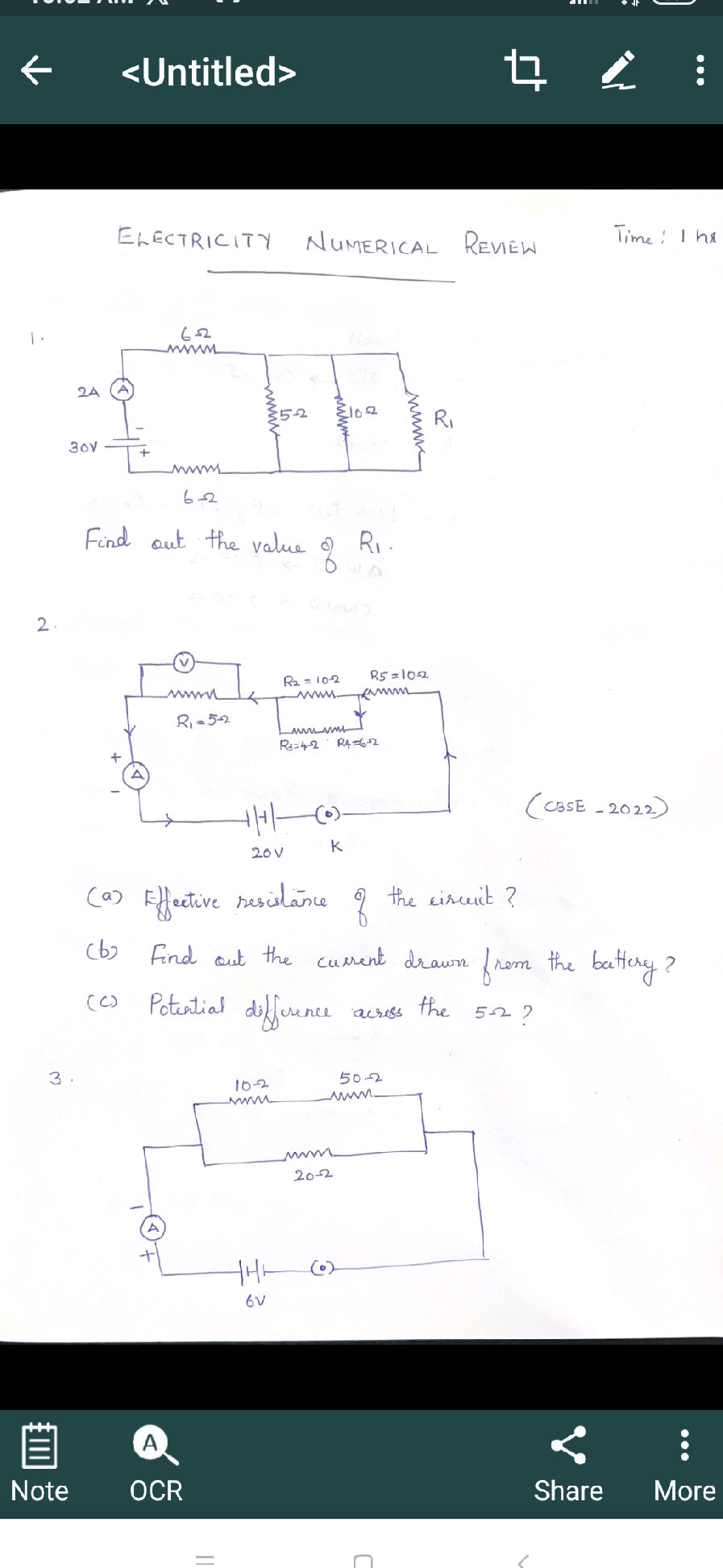 1. [Diagram of an electrical circuit with | StudyX