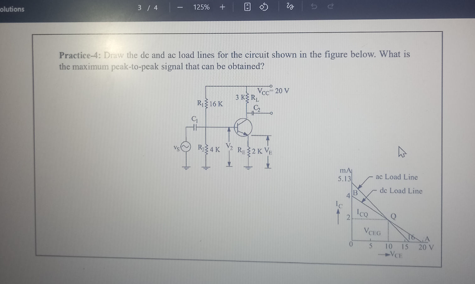 Practice-4: Draw the dc and ac load lines | StudyX