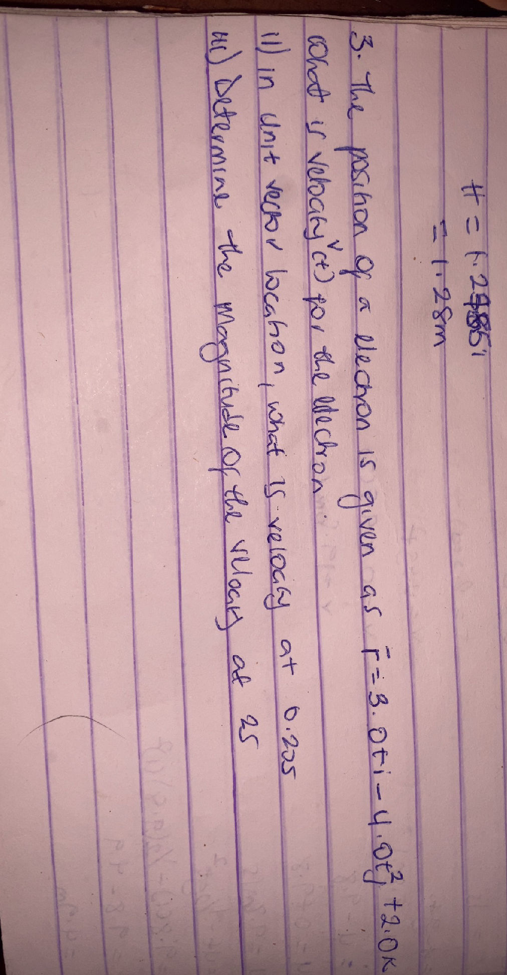 The position of an electron is given as ${r} | StudyX