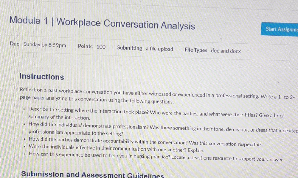 Module 1 | Workplace Conversation Analysis | StudyX
