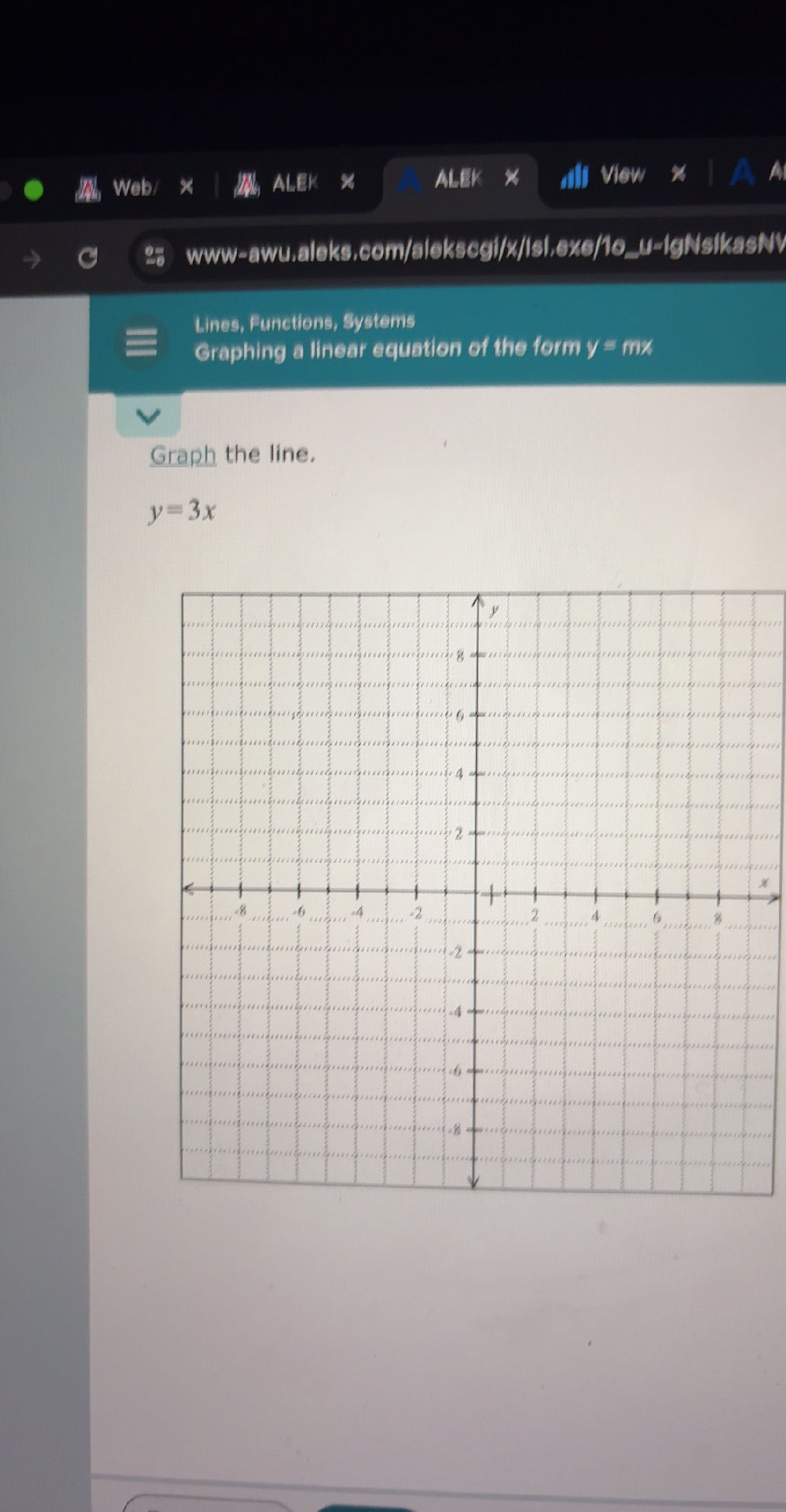 Graph the line. $$y=3x$$ (A coordinate | StudyX