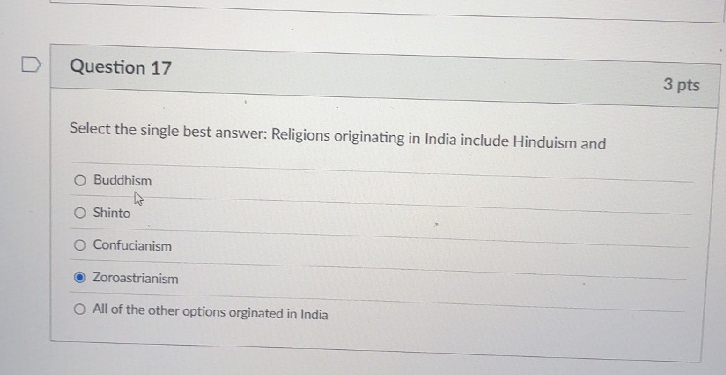 Select the single best answer: Religions | StudyX