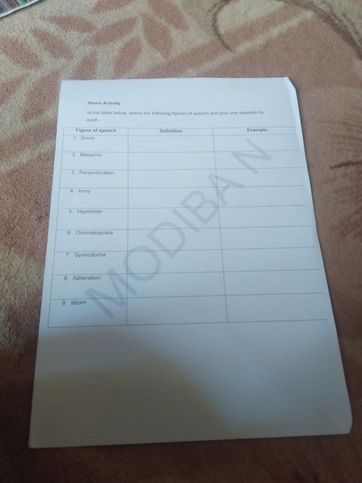 In the table below, define the following | StudyX