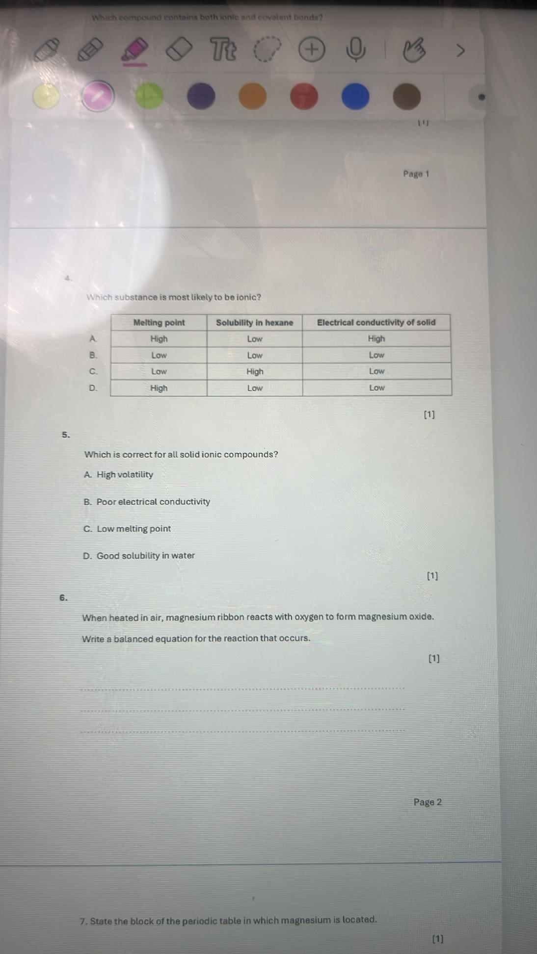 Which substance is most likely to be ionic? | StudyX