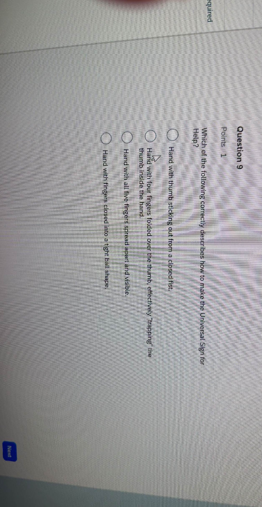 Question 9 Points 1 Which of the following