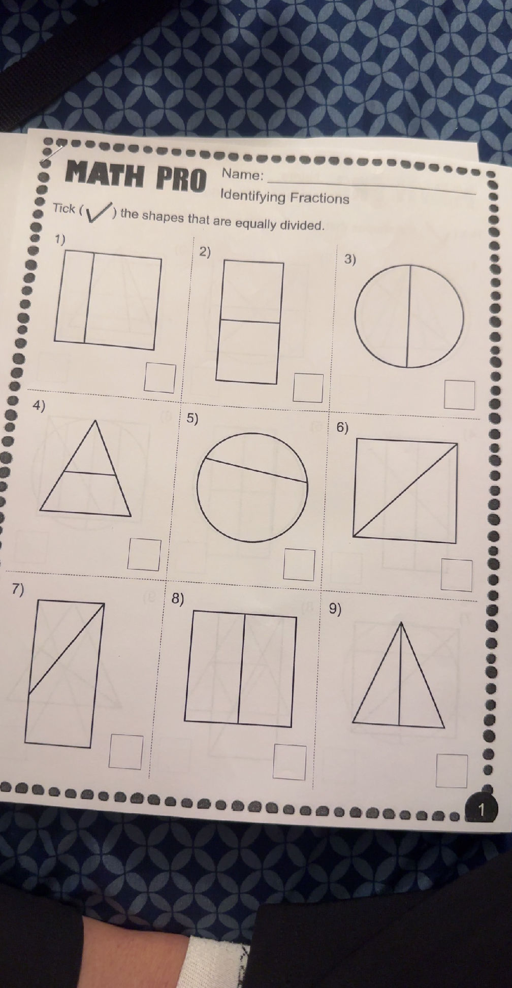 Identifying Fractions Tick ( ) the shapes | StudyX