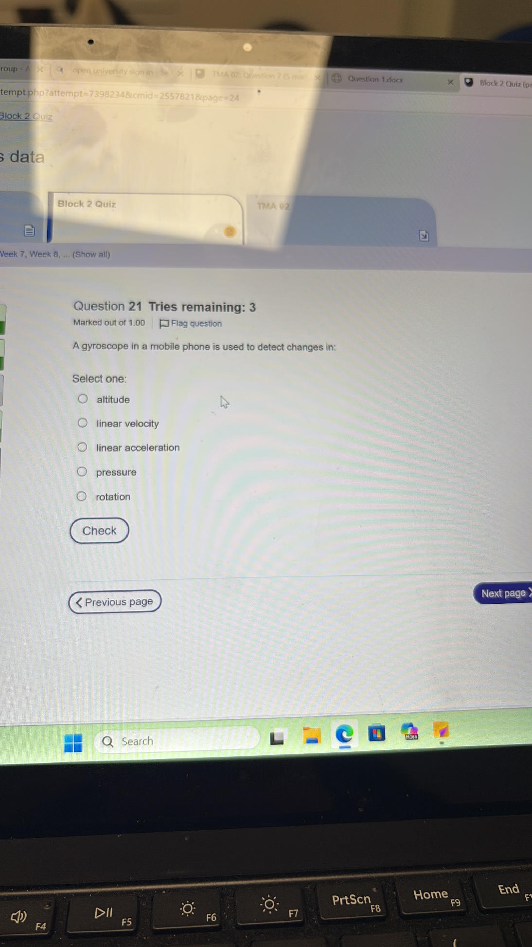 A gyroscope in a mobile phone is used to | StudyX