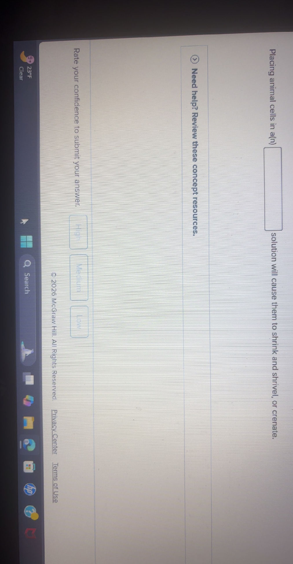 Placing animal cells in a(n) [text box] | StudyX