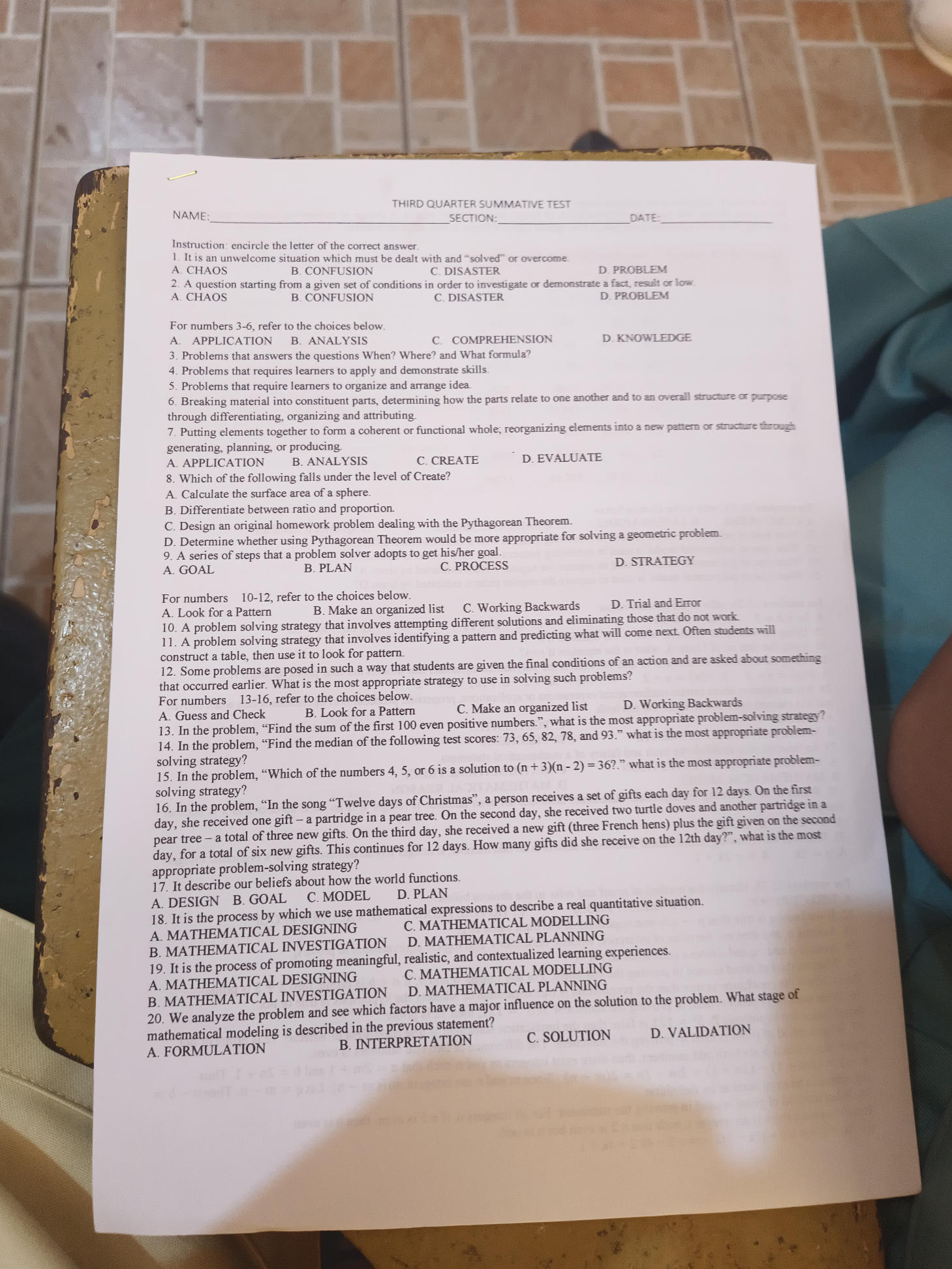 8. Which of the following falls under the | StudyX