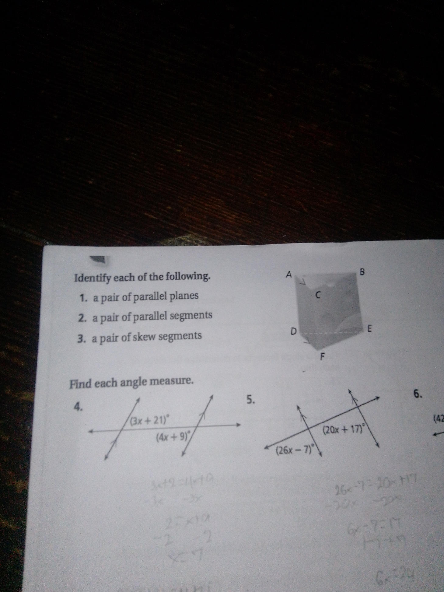 Find each angle measure. 4. (The diagram | StudyX