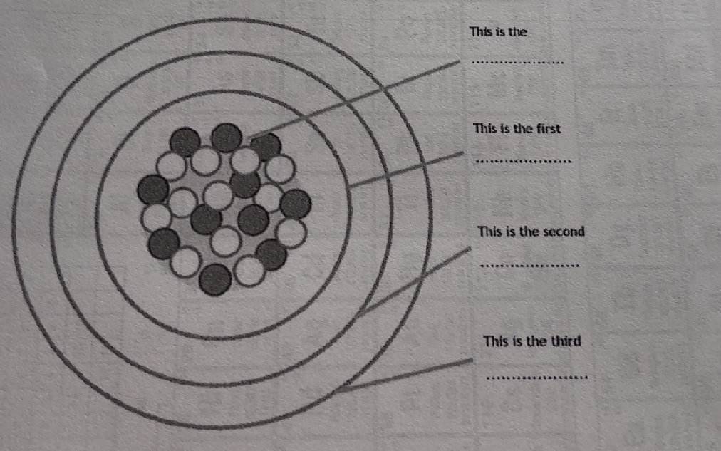 Identify the parts of the atomic model shown | StudyX