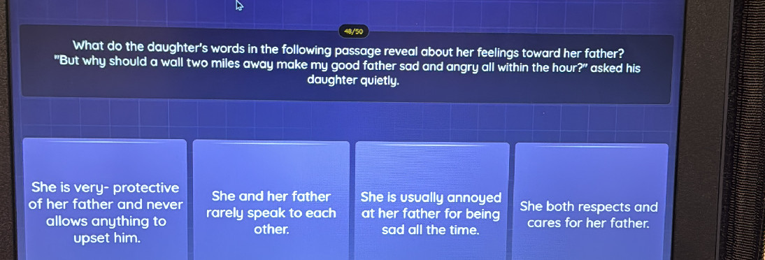 What do the daughter's words in the | StudyX