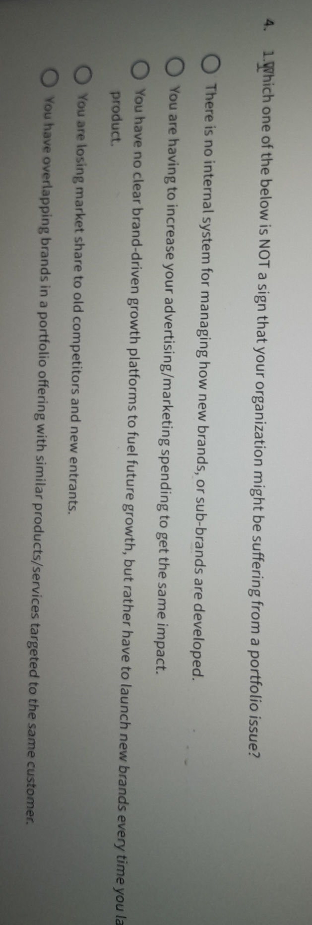 1. Which one of the below is NOT a sign that | StudyX