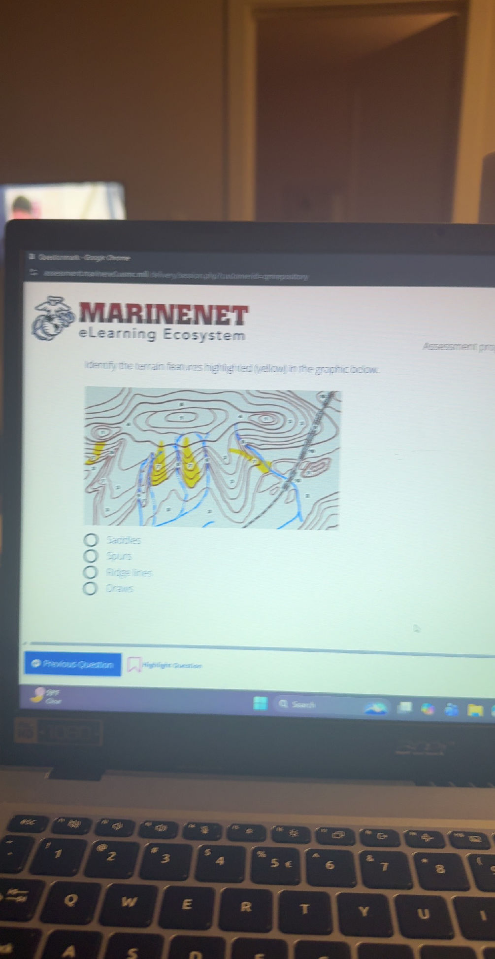 Identify the terrain features highlighted | StudyX