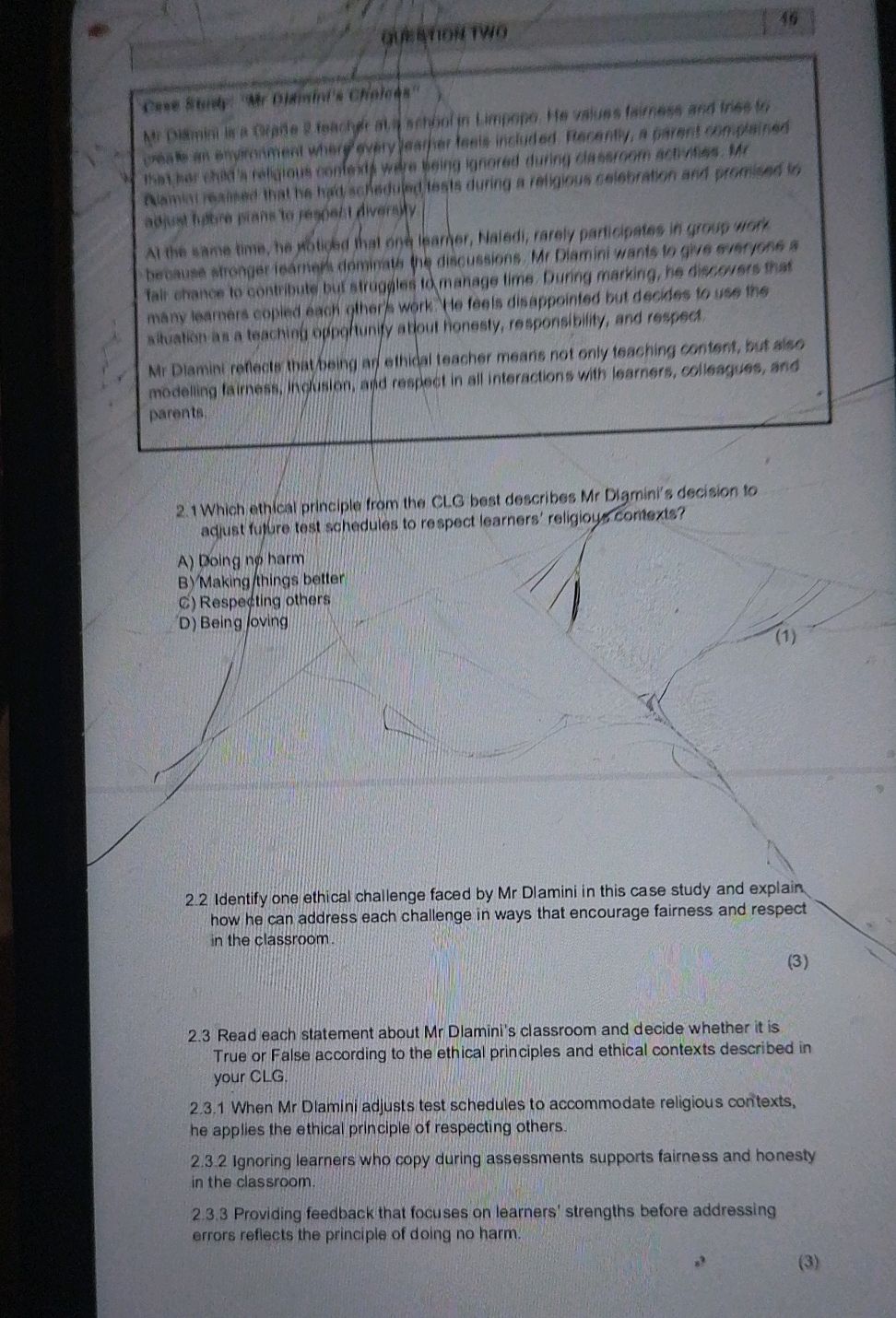 Case Study: Mr Dlamini's Choices" Mr Dlamini