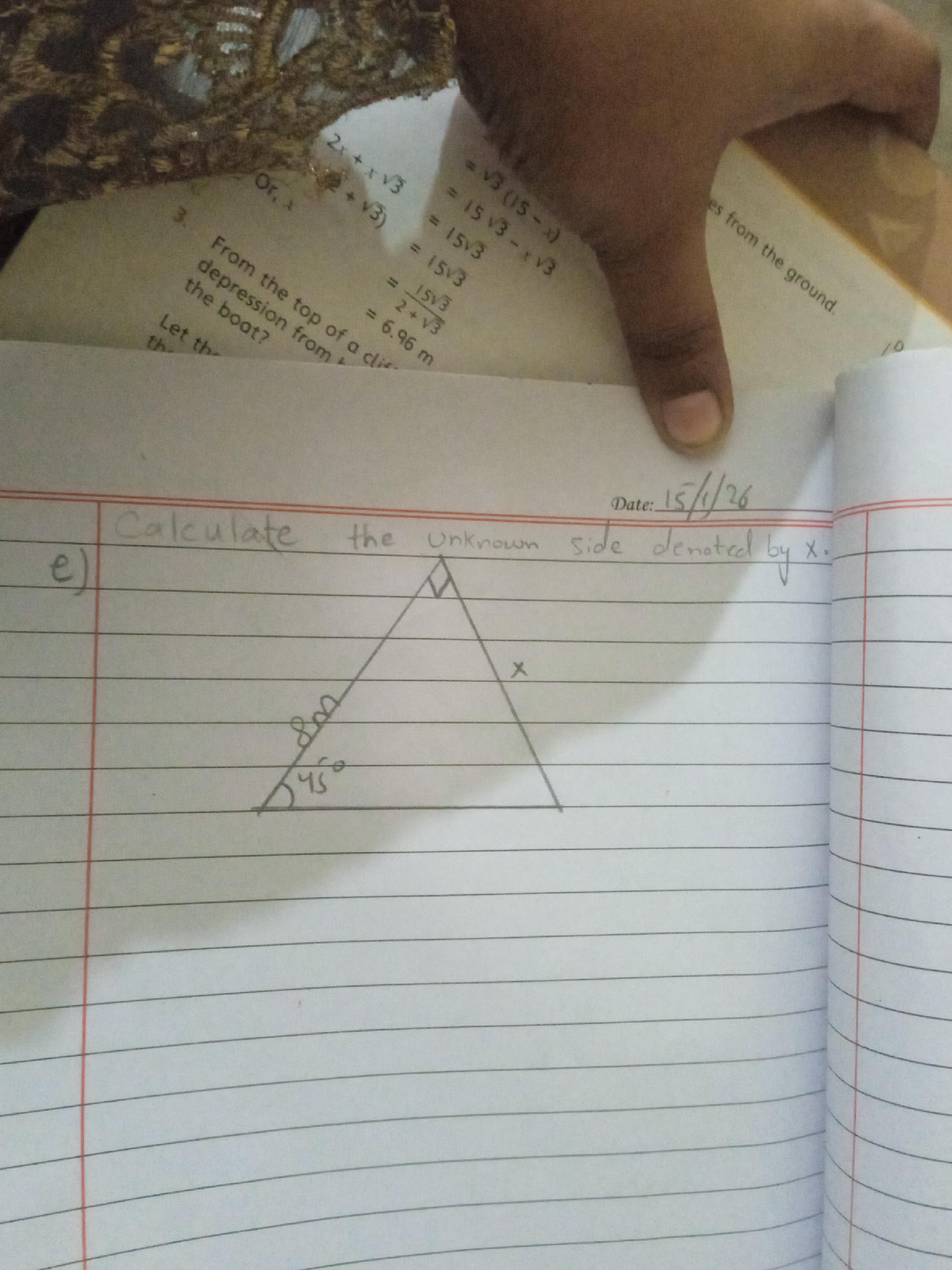 Calculate the unknown side denoted by x. | StudyX