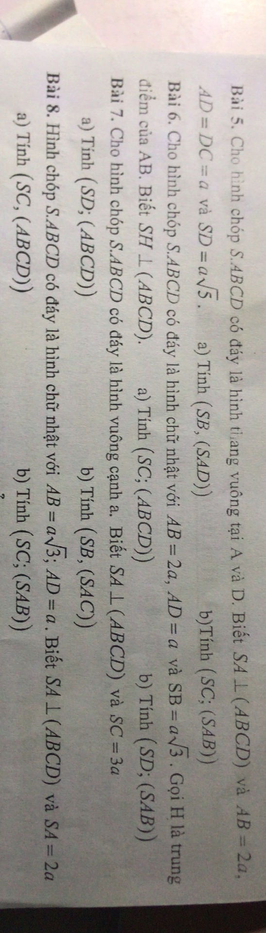 Bài 5. Cho hình chóp S.ABCD có đáy là hình | StudyX