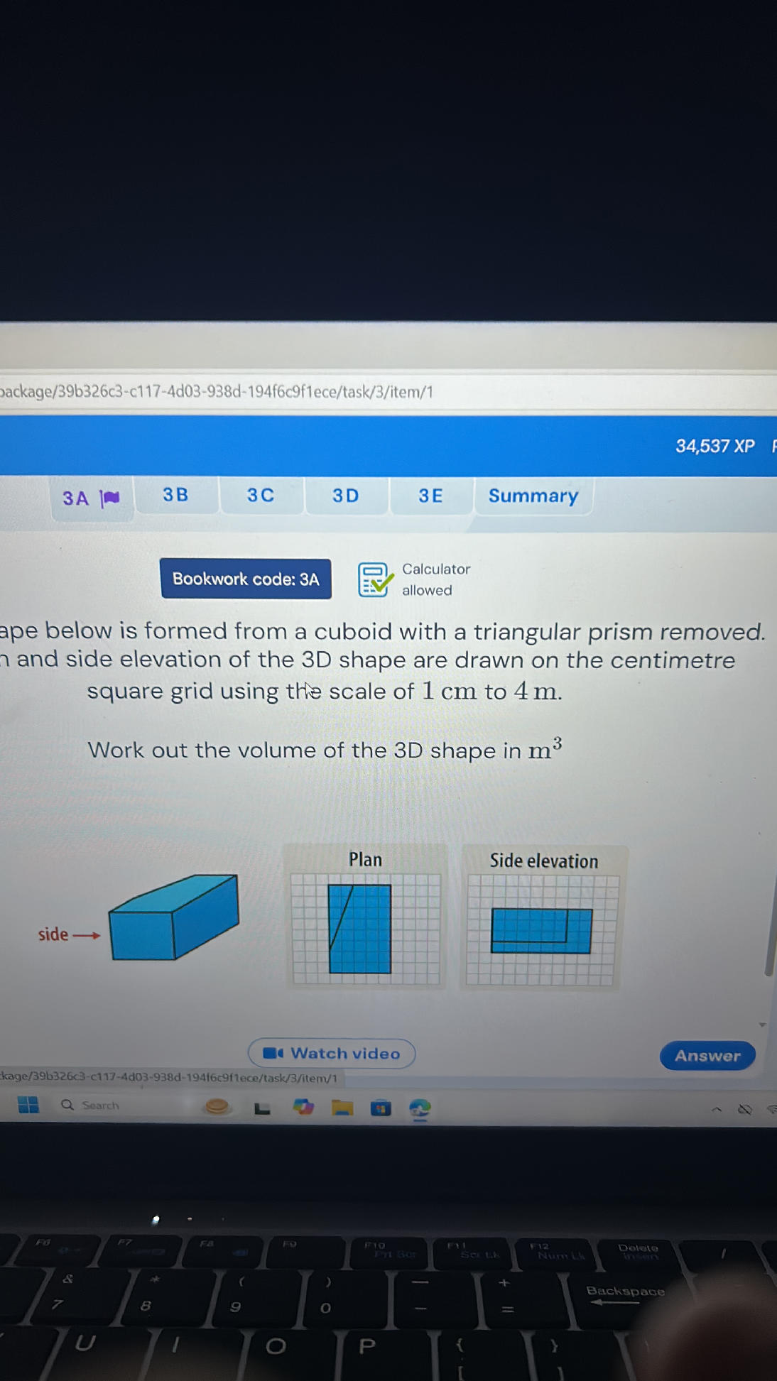 The shape is formed from a cuboid with a | StudyX