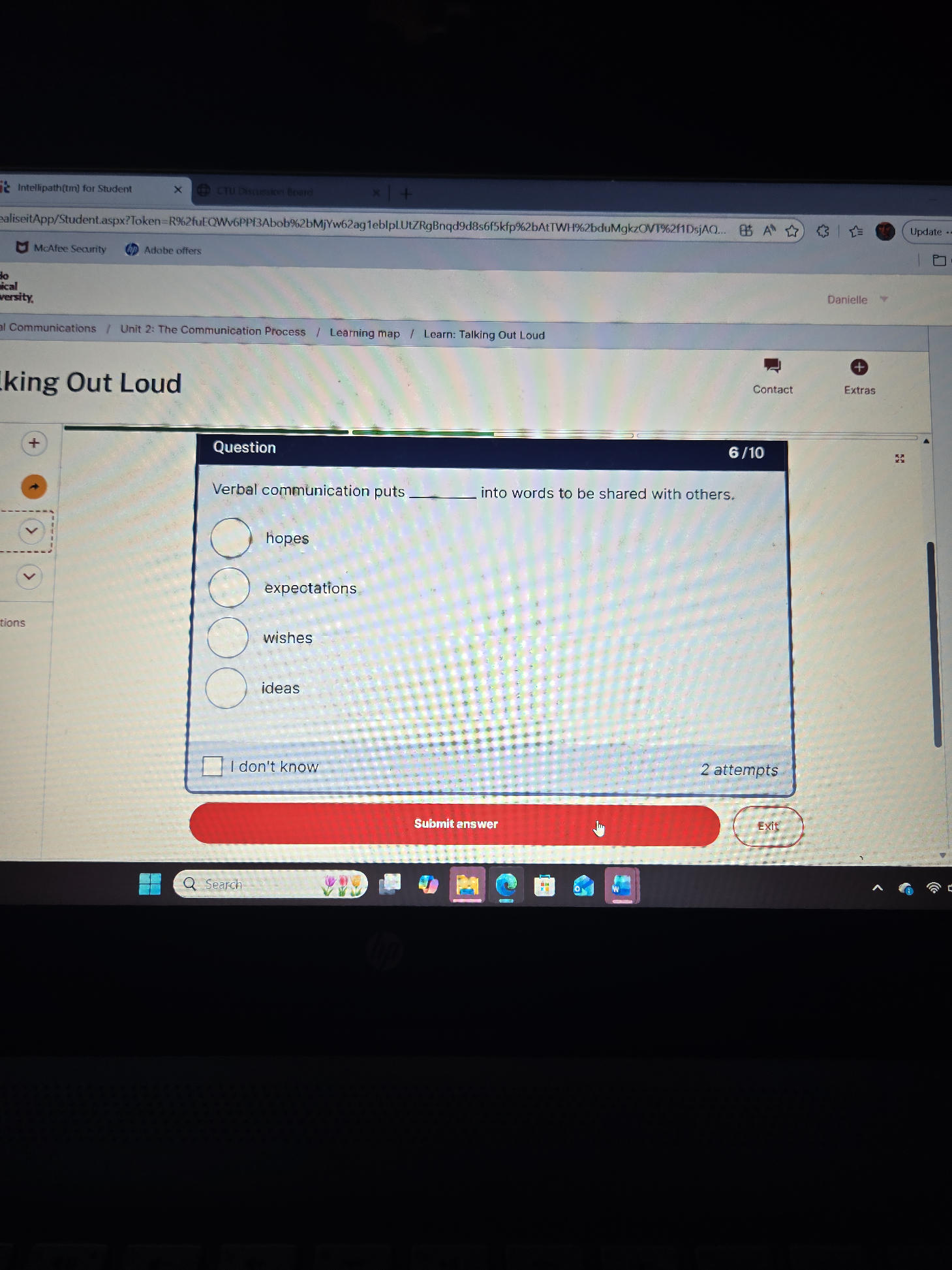 Verbal communication puts ______ into words | StudyX