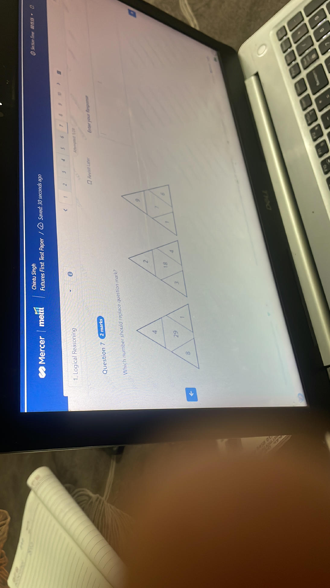 1. Logical Reasoning Question 7 2 marks | StudyX